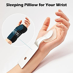 FREETOO Wrist Brace for Carpal Tunnel Relief Night Support with Soft Pad, Hand Brace with 3 Stays for Women Men Work, Adjustable Splint Fit Left Right Hand for Arthritis, Tendonitis( S/M)