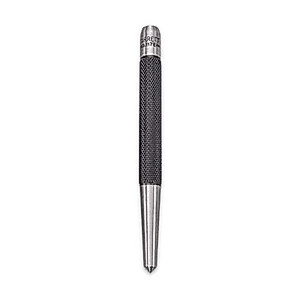 Starrett Steel Center Punch with Round Shank and Knurled Finger Grip - Hardened and Tempered, 5" (125mm) Length, 1/4" (6.5mm) Diameter Tapered Point