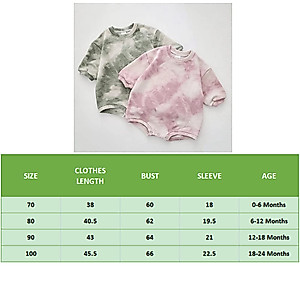 Endorothii Infant Baby Boy Girl Fall Clothes Tie Dye Sweatshirt Romper Oversized Crewneck Bodysuit Long Sleeve Outfit (Green Tie Dye, 6-12 Months)