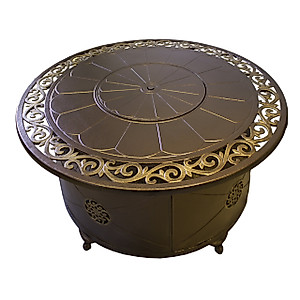 Hiland HIL-FP-1201 Fire Pit Propane, Round, Bronze