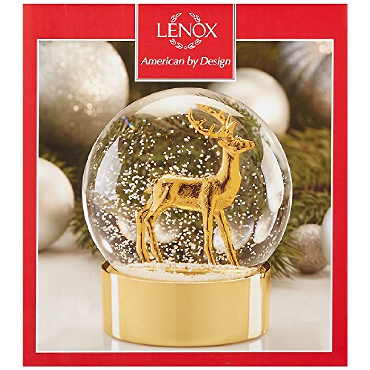 Lenox Holidays Reindeer Golden Snowglobe, Gold
