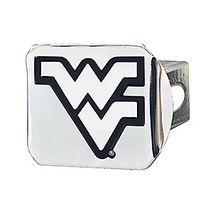 FANMATS 15055 West Virginia Mountaineers Chrome Metal Hitch Cover with Chrome Metal 3D Emblem