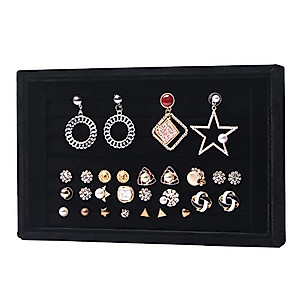 Pangkeep Ring Holder Display Tray Jewelry Organizer Stands for Selling Rings Earrings Show (Black)