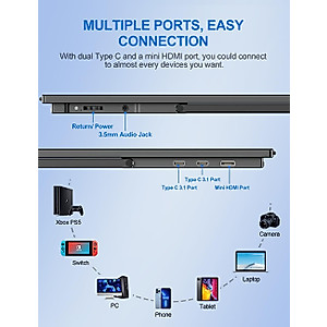 UPERFECT Portable Monitor 18.5 inch 120HZ 100% sRGB 1080P with VESA & Stand 180° Adjustable Ultra-Slim & Lightweight Frameless FHD FreeSync IPS HDR Gaming Display, Travel Second Monitor for Laptop