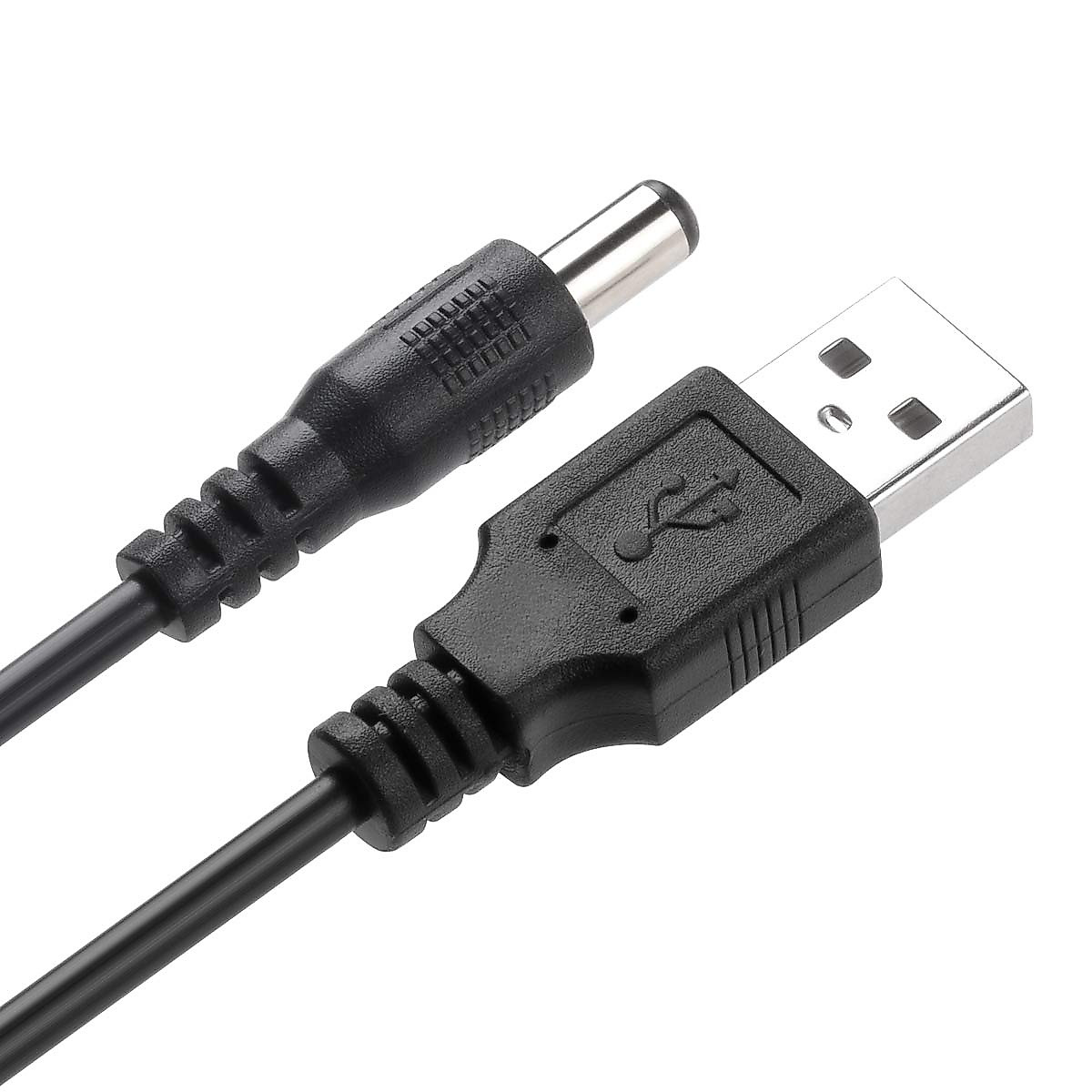 TENINYU USB 2.0 A Male to DC 5.5x2.1mm 5 Volt 24AWG DC Connector Charge Barrel Jack Power Cable Black, 3FT (Max 2.5 Ampere Power Cable, Center PIN Positive),2Pack