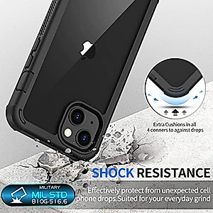 seacosmo iPhone 13 Mini Case 5.4 Inch, Full Body Shockproof Cover [with Built-in Screen Protector] Slim Lightweight Heavy Duty Fit Bumper Protective Phone Case for iPhone 13 Mini - Black/Clear