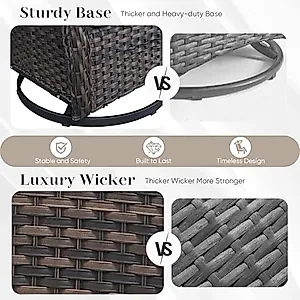 HUMMUH Outdoor Swivel Rocker Wicker Patio Chairs Set of 2, Rattan Rocking Chair Furniture Set (Grey,Blue)