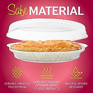 Supellectilem 10" Plastic Disposable Pie Containers with Hinged Locking Lids | 10 Round Pie Keepers/Flan Cake Containers for Transport