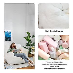 Recaceik Giant Beanbag Chair, Huge Fluffy Faux Fur Bean Bag Lazy Sofa with Filler, Ultra Soft Bean Bag Chair for Adults, Comfy Cozy Beanbag Chair with Memory Foam for Living Room, Dorm(White)