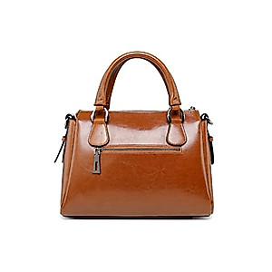 GJGJTER Women Vintage Shoulder Bag Satchel Genuine Leather Handbag Crossbody Bags-Red