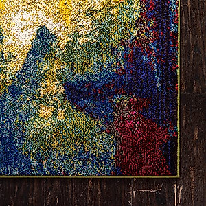 Unique Loom Estrella Collection Colorful, Abstract, Watercolor, Modern, Eclectic Area Rug, 3 ft 3 in x 5 ft 3 in, Multi/Beige