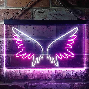 ADVPRO Angel Wings Girl Room Dual Color LED Neon Sign White & Purple 12" x 8.5" st6s32-i3370-wp
