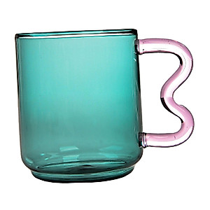 SM SunniMix Borosilicate Glass Mug Water Tumbler Cup Drinkware with Creative Ear Handle 15oz/450 Mugs for Christmas Thanksgiving Gift Kitchen Office, Green