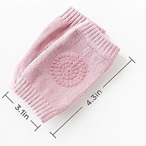Kalevel Baby Crawling Knee Pads Anti Slip Knee Protectors Infant Crawling Elbow Knee Sleeve Cotton Knee Pads Toddler Knee Protector Pads Sleeve for Crawling Boys Girls (2 Pairs, Pink + Light Grey)