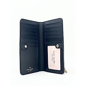 Kate Spade Darcy Large Slim Bifold Wallet Houndstooth in Black Multi