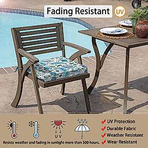Magpie Fabrics Indoor Outdoor Waterproof Square Chair Cushion, 18" x 18" x 2.5", 2 Pack, Water Resistant Seat Cushions, for Patio Garden Office, Paisley Blue
