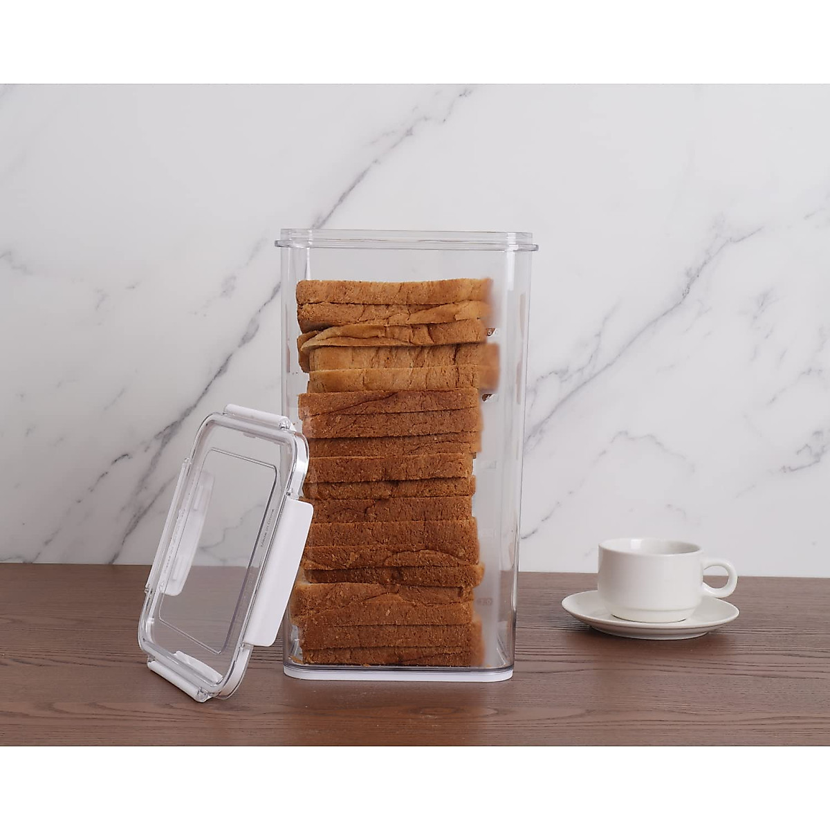 Baraiser Bread Box, Sandwich Size Bread Keeper, Bread Storage Container with Airtight Lid, Pack of 2