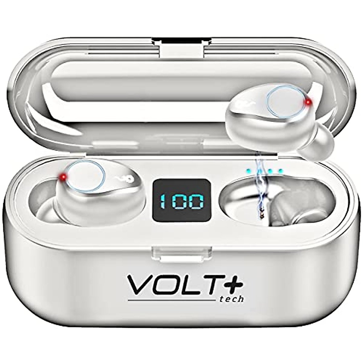 VOLT PLUS TECH Wireless V5.3 Bluetooth Earbuds for Samsung Galaxy S20/FE/Ultra/S20+/5G/Fan Edition/Plus with LED Display, Mic and 8D Bass, F9 TWS and IPX7 Waterproof/Sweatproof with 2000mAh PowerBank