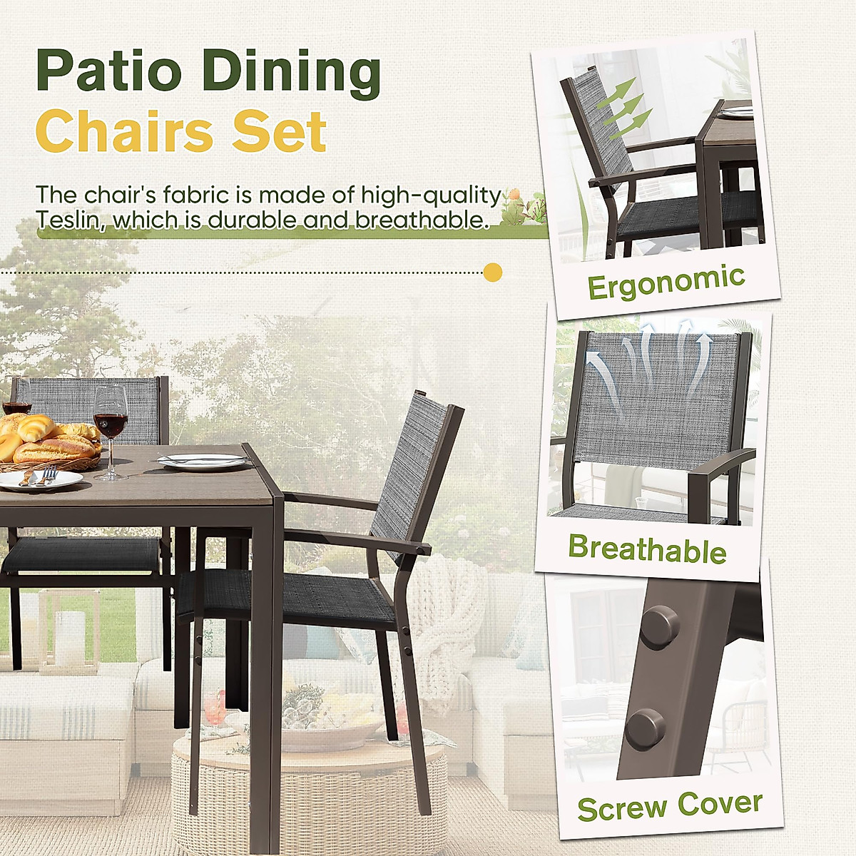 GUNJI Dining Chairs Set of 6 Modern Metal Dining Room Chairs Stackable Kitchen Chairs with Back (Gray)