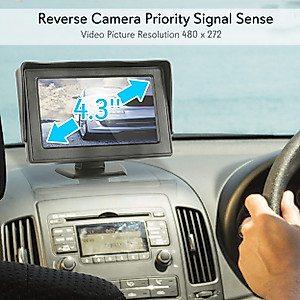 Waterproof Backup Rear View Camera - Wireless Car Parking Rearview Reverse Safety/Vehicle Monitor System w/ 4.3” Video Color LCD Display Screen, Distance Scale Lines, Night Vision - Pyle PLCM4585WIR