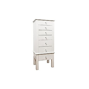 Hives and Honey Kimberly Jewelry Armoire - Modern White Storage Organizer with Divided Drawers and Necklace Hooks - French-Inspired Design with Jewel-Like Pulls - Anti-Tarnish Felt Lining