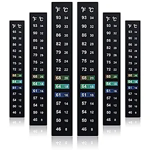 24 Pieces Stick on Thermometer Strip for Brewing Temperature Sticker Decal Crystal Numbers Adhesive Thermometer Strip 46-93 °F (8-34 °C) Digital Display Sticker for Wine Beer Aquariums