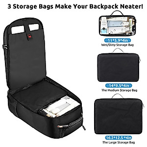 Rolling Backpack, ZOMFELT Wheeled Backpack with 3 Travel Luggage Organizers, Water Resistant Rolling Laptop Backpack for Travel Work College, Luggage Business Bag for Men Women Fits 17.3 Inch Notebook