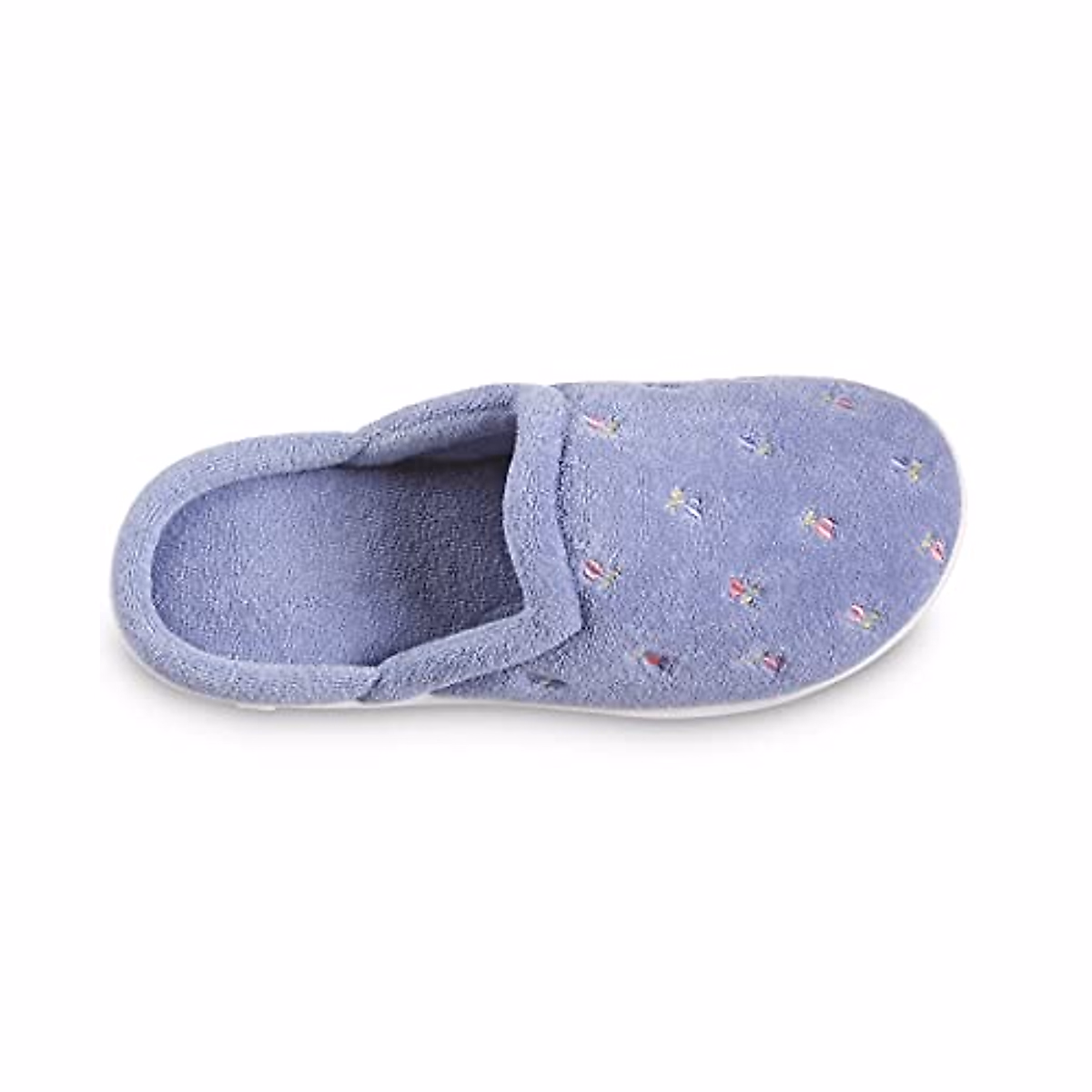 isotoner womens Terry slip Clog With Memory Foam for Indoor/Outdoor Comfort Slip on Slipper, Periwinkle Scalloped, 6.5-7 US