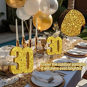 Eploger 30th Birthday Decorations for Men and Women,30th Anniversary Decorations,Glod Glitter 30th Birthday Centerpieces for Table Decorations,Number 30 Table Topper Decor