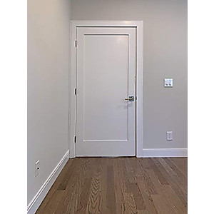 34 in. x 80 in.Left-Handed Solid Core Prehung Interior Door Primed White Single Panel with Satin Nickel Hinges