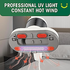 Mucheed Bed Vacuum Cleaner Mattress Vacuum Cleaner with 12Kpa Powerful Suction and Light Weight,Corded Handheld UV Vacuum Cleaner High Frequency Double Beat for Bed,Sheets,Sofa,Carpets