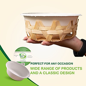 EcoFairy - 100-piece Compostable Bowls 16 oz - Disposable Bowls for Hot Soup - Biodegradable Bowls for Ice Cream, Salad, Cereals, Desserts & Snacks - Sugarcane Bagasse Microwave-safe Paper Bowls