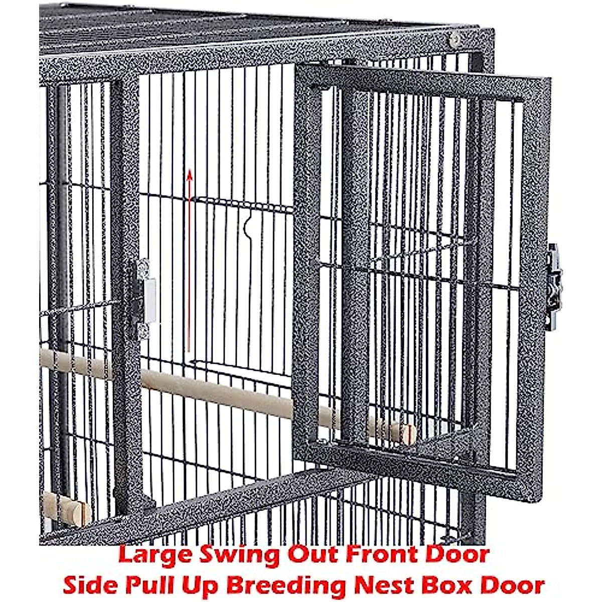 1/2/3-Combo Stacker Center Divided Breeder Breeding Bird Flight Double Rolling Cage for Aviaries Canaries Cockatiels Lovebirds Finches Budgies Small Parrots (Black Vein, Two Stacker)