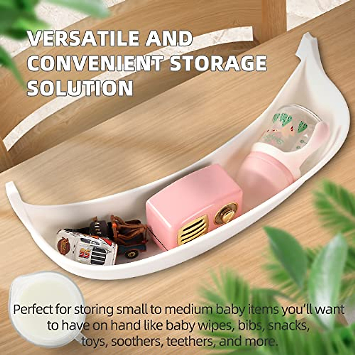 High Chair Catchy Compatible with Tripp Trapp Highchair Storage Tray | Multipurpose Highchair Storage Tray Accessory for Storage Bibs, Baby Wipes, Snacks, Toys | Dishwasher-Safe & BPA-Free - White