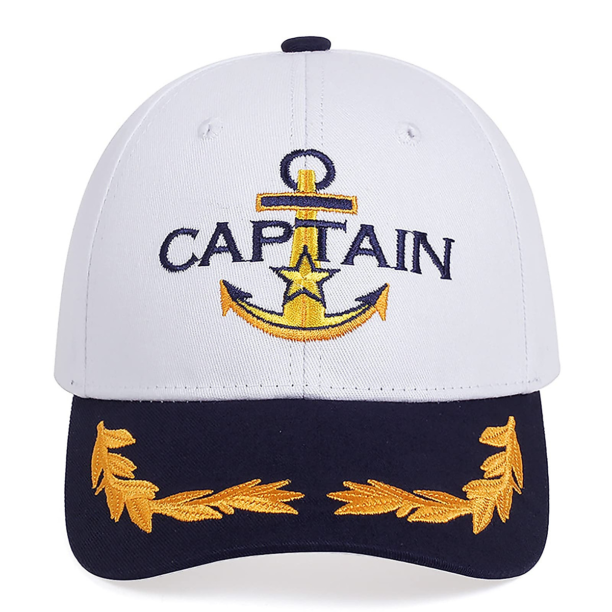 Captain + First Mate (2Pack) Yacht Hat Sailors Hat Nautical Marine Sailor Navy Hats Snapback Adjustable Sea Cap for Adult