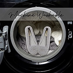 Dearfoams Women's Rebecca Lightweight Cozy Memory Foam Closed Back Slipper with Wide Widths, Sleet Chenille, 7-8