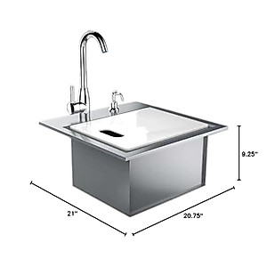 Sunstone Drop in Sink with Hot and Cold Water Faucet and Cutting Board