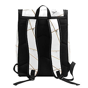 ZZKKO Geometric Marble Art Black and White Backpacks College Book Laptop Bag Camping Hiking Travel Daypack