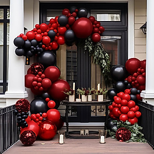 Black Red Balloon Garland Burgundy Black Balloons Premium Maroon Black Latex Balloon Ruby Red Black Balloon Arch for Halloween Vampire Christmas Birthday Wedding Prom Theme Party Decor