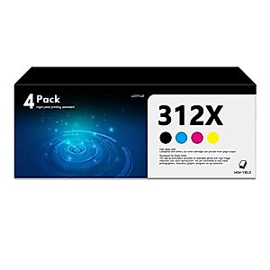 4-Pack(1BK/1C/1M/1Y) High Yield 312X CF380X CF381X CF382X CF383X Toner Cartridge Set Replacement for HP Pro MFP M476dn M476dw M476nw Printer
