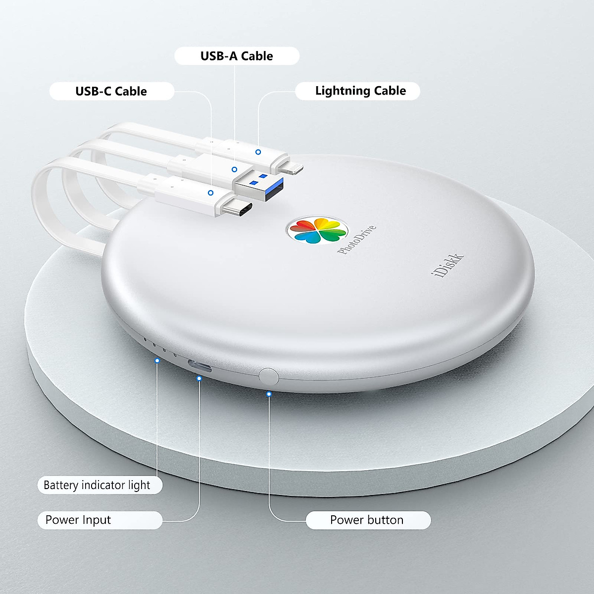 iDiskk (for iPhone 15 Series) Mfi Certified 2TB External Hard Drive for iPhone and iPad Android Mobile,MacBook &Windows PC, Photo Storage Photo Drive to Bacukp Photos/Videos,Files,Photo Storage