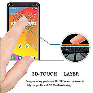 beukei (3 Pack) Compatible for TCL Ion Z Screen Protector Tempered Glass, Touch Sensitive,Case Friendly, 9H Hardness