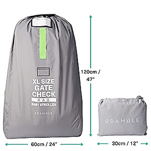 Bramble - 47" Inch Extra Large Gate Check Stroller Bag for Airplane Waterproof | Padded Adjustable Strap | Backpack Stroller Storage Bag, Double Stroller Travel Bag for Single & Double Stroller
