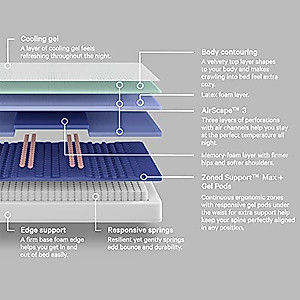 Casper Sleep Wave Hybrid Memory Foam Mattress, King, Medium Firm