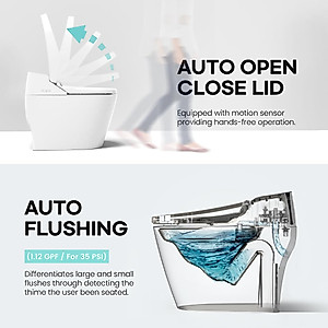 VOVO STYLEMENT TCB-8200SA Smart Bidet Toilet for bathrooms, Elongated One Piece Toilet with Auto Open/Close Lid, 1.12 GPF, Auto Dual Flush, ADA Chair Height, Heated Seat, Made in Korea