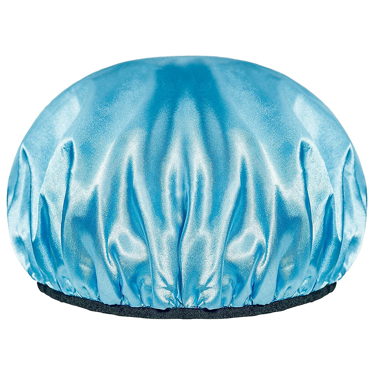 Aquior Shower Cap,Extra Large Triple Layer Bathing Cap with Dry Hair Function for Women Microfiber Terry Cloth Silky Satin 100% Waterproof Reusable Long Hair Bath Caps (Blue)