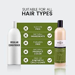 MGA Vegan Hair Conditioner - Organic Formula with Tea Tree for Healthy Hair | Hair Care Product with Natural Herbal Scent | Parabens Silicone & Sulfate Free Conditioner | Unisex | 8.8 Fluid Oz