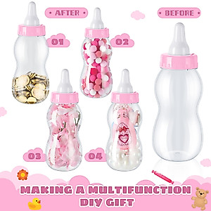 2 Pcs Baby Bottle Candy 11 x 4 Inch Baby Bottle Bank Jumbo Baby Shower Bottles Plastic Baby Bottle Piggy Bank for Baby Shower Party Games Favor Gift Decor (Pink)