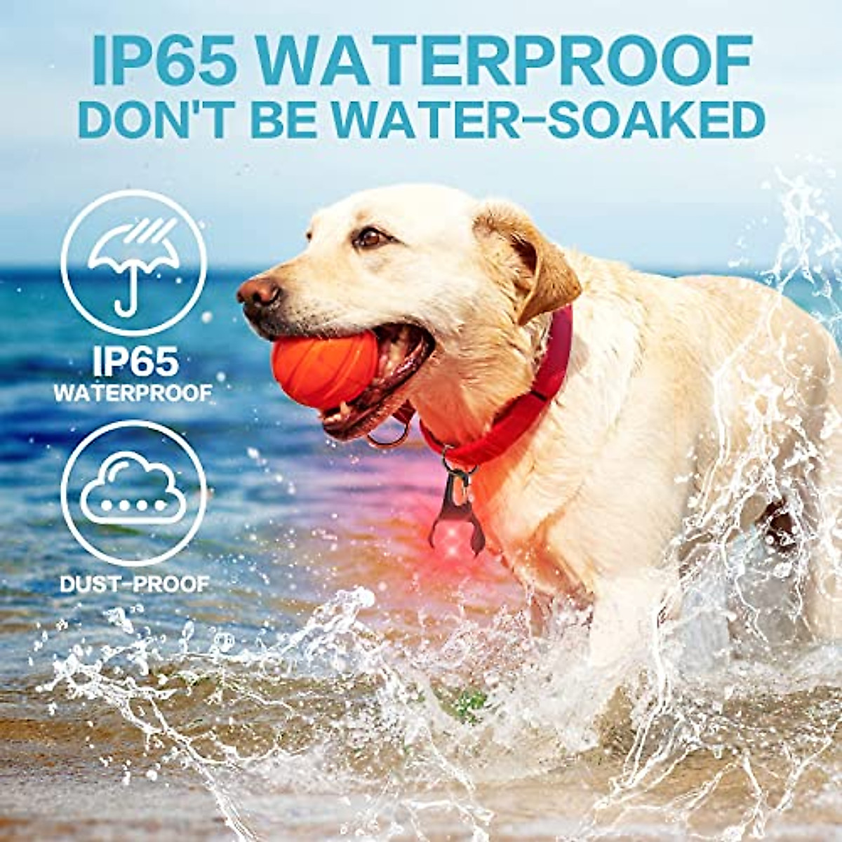 Dog Lights for Night Walking – 50LM Dog Collar Light, 3 Modes Rechargeable Dog Light, IP65 Waterproof Dog Walking Light, Dog Flashlight for Running, Camping, Climbing, Bike, 2 Pack