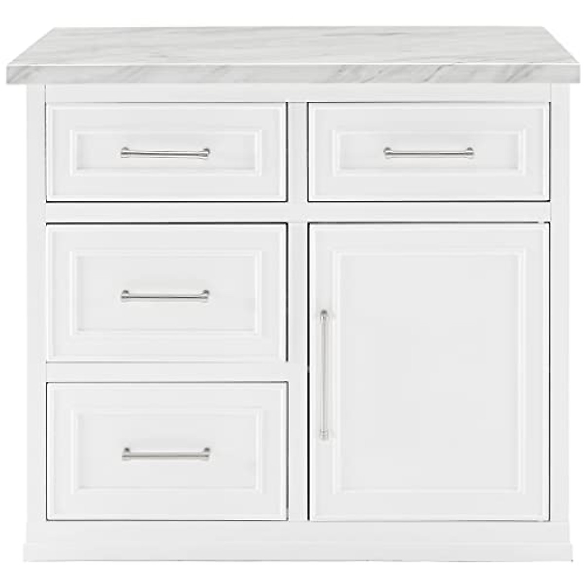 Crosley Furniture Cutler Kitchen Island with Faux Marble Top, White